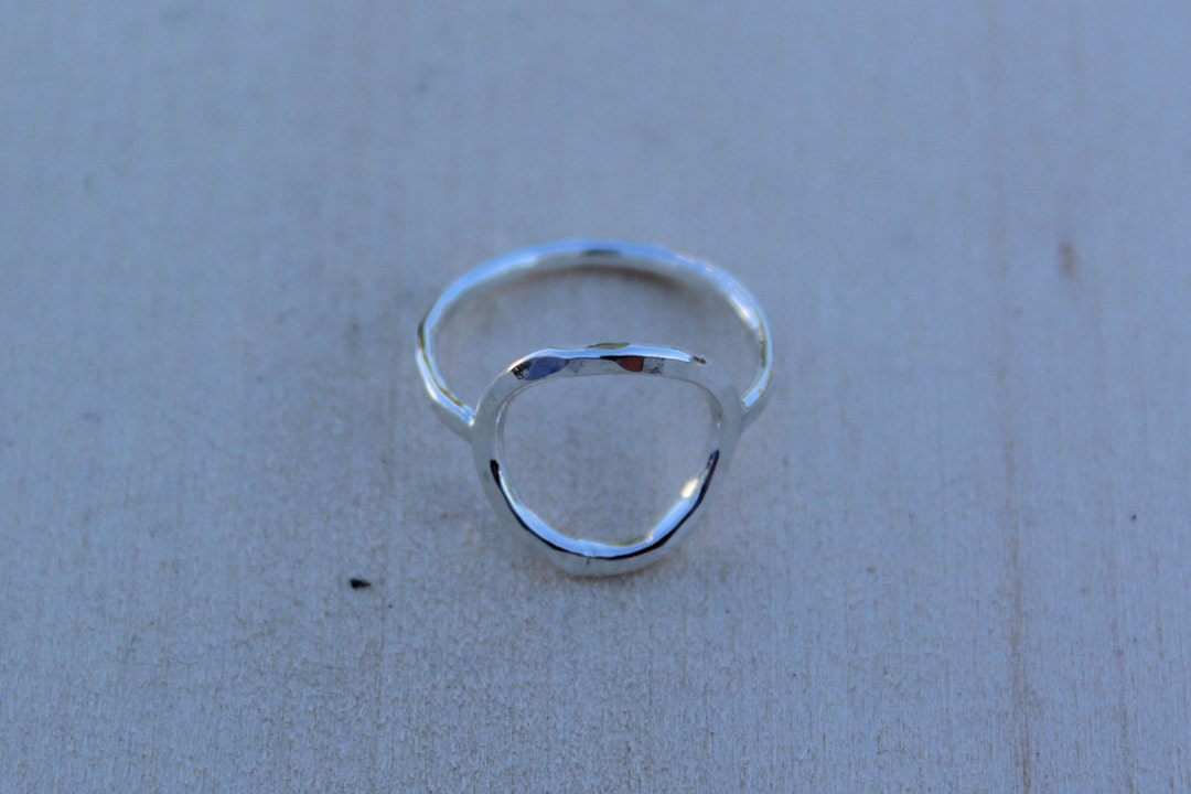 Silver Karma Ring, Sterling Silver Circle Ring, Hammered Karma, Open ...