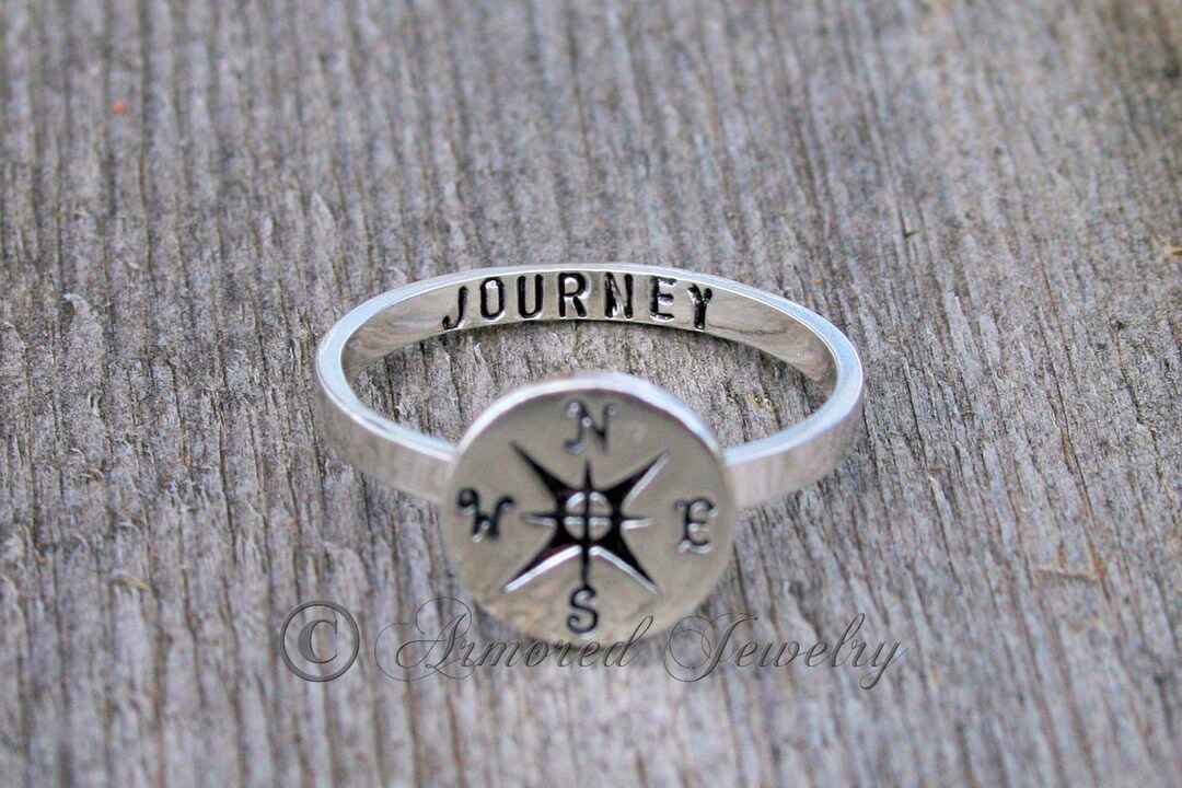 Silver Compass Ring, Sterling Silver, Personalized, Customized ...