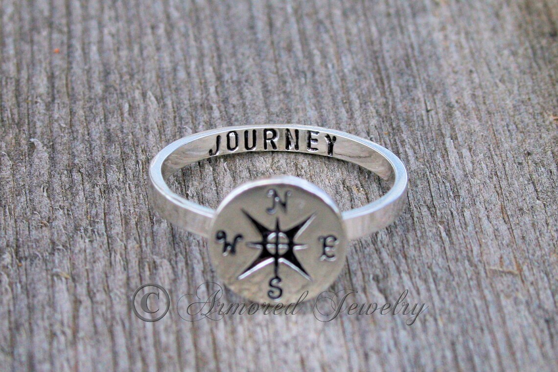 Silver Compass Ring Sterling Silver Personalized | Etsy