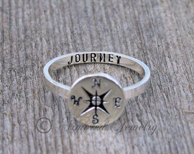 Silver Compass Ring Sterling Silver Personalized - Etsy