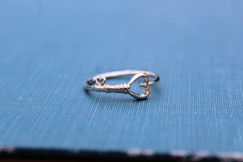 Heart Key Ring Sterling Silver Simple Delicate Dainty Ring - Etsy
