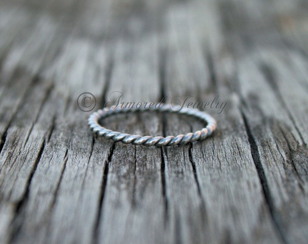 Sturdy Rope Stackable Sterling Silver Ring, Stacker Layering Rings ...