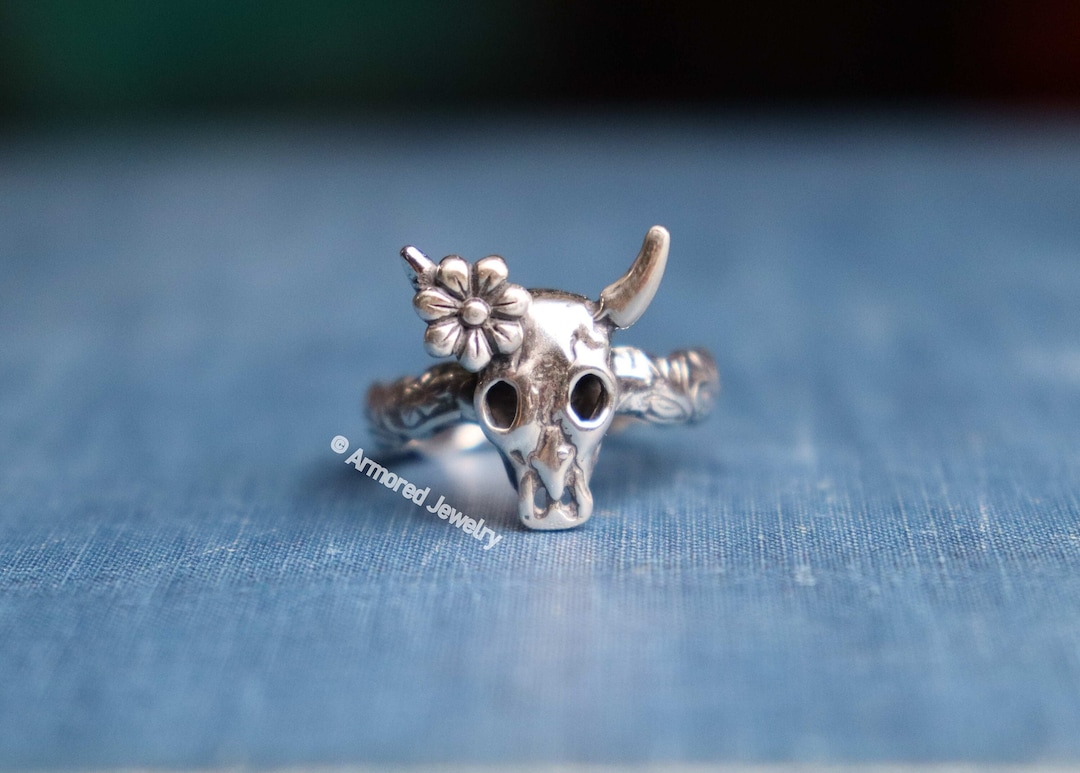 Sterling Silver Longhorn Steer Ring, Sterling Silver Skull, Texas ...