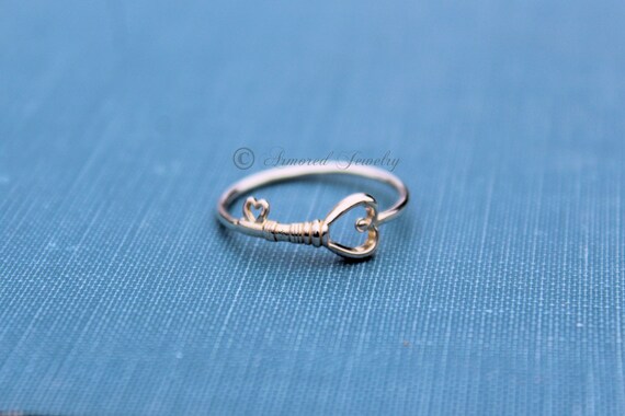 Heart Key Ring Sterling Silver Simple Delicate Dainty Ring - Etsy