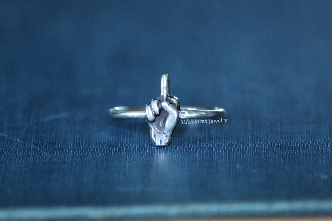 Sterling Silver Middle Finger "the Bird" Ring, F U Ring, F Word Ring ...
