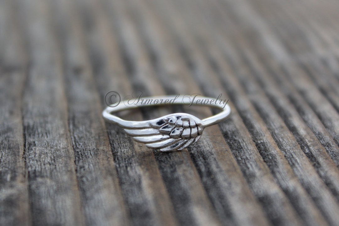 Angel Wing Ring 4, Sterling Silver Angel Feather Wing Ring, Delicate ...