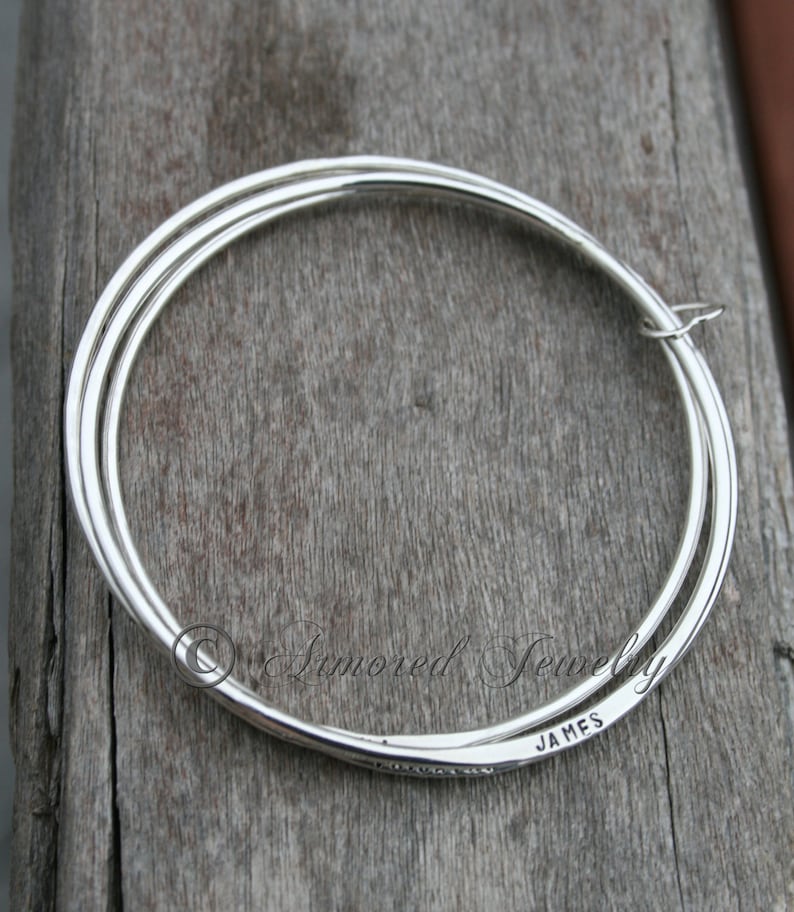Sterling Silver Personalized Bangle Bracelet, Custom Name Bracelet ...