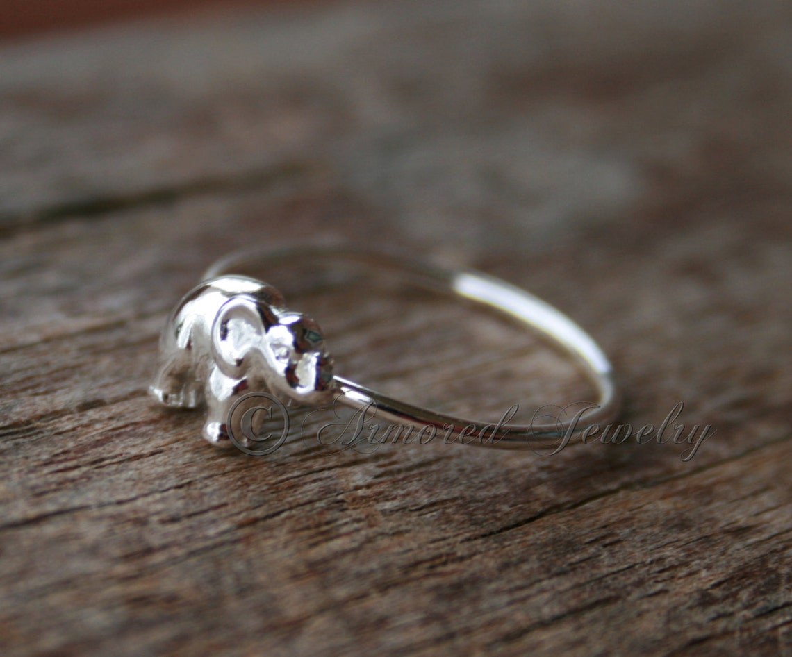 Elephant Ring Sterling Silver Baby Elephant Stackable | Etsy
