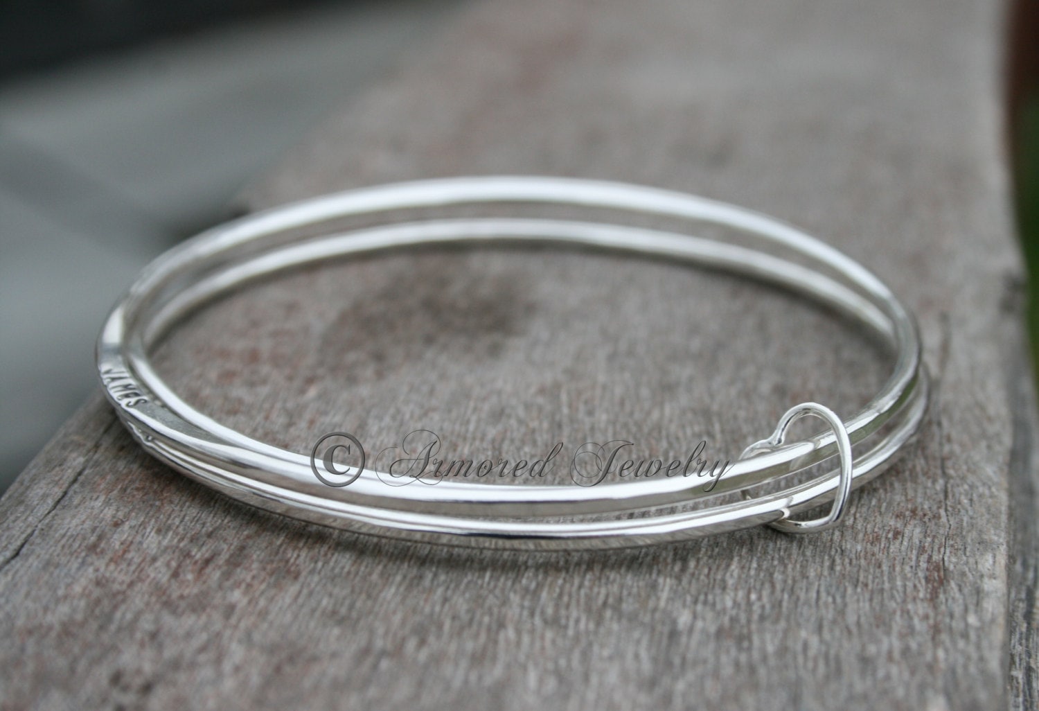 Sterling Silver Personalized Bangle Bracelet Custom Name - Etsy