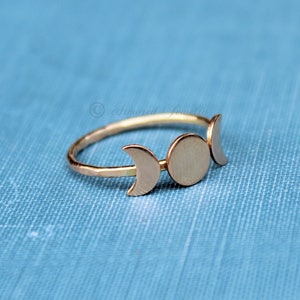 Triple Goddess Ring, Gold Moon Ring, Moon Phase Ring, Crescent Moon ...