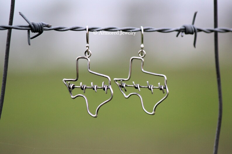 Sterling Silver Texas Outline Barbed Wire Earrings, Western Jewelry ...