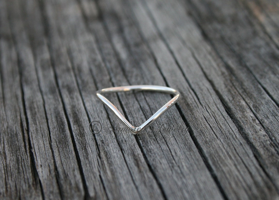 Silver Chevron Ring, Dainty Ring, Layered Ring, Stackable Stacking ...
