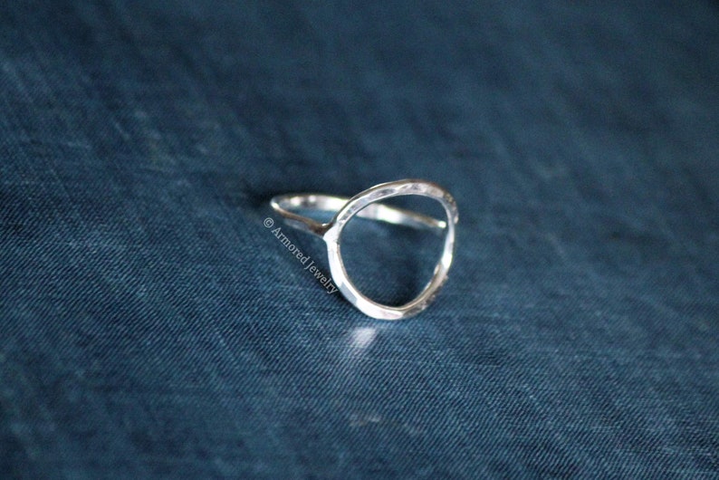 Silver Karma Ring, Sterling Silver Circle Ring, Hammered Karma, Open ...
