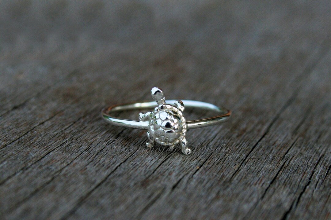 Sterling Silver Tiny Turtle Ring - Turtle Jewelry - Stacker Stacking ...