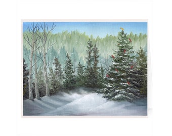 Winter Holiday Ski Mountain Blank Card Set - Etsy