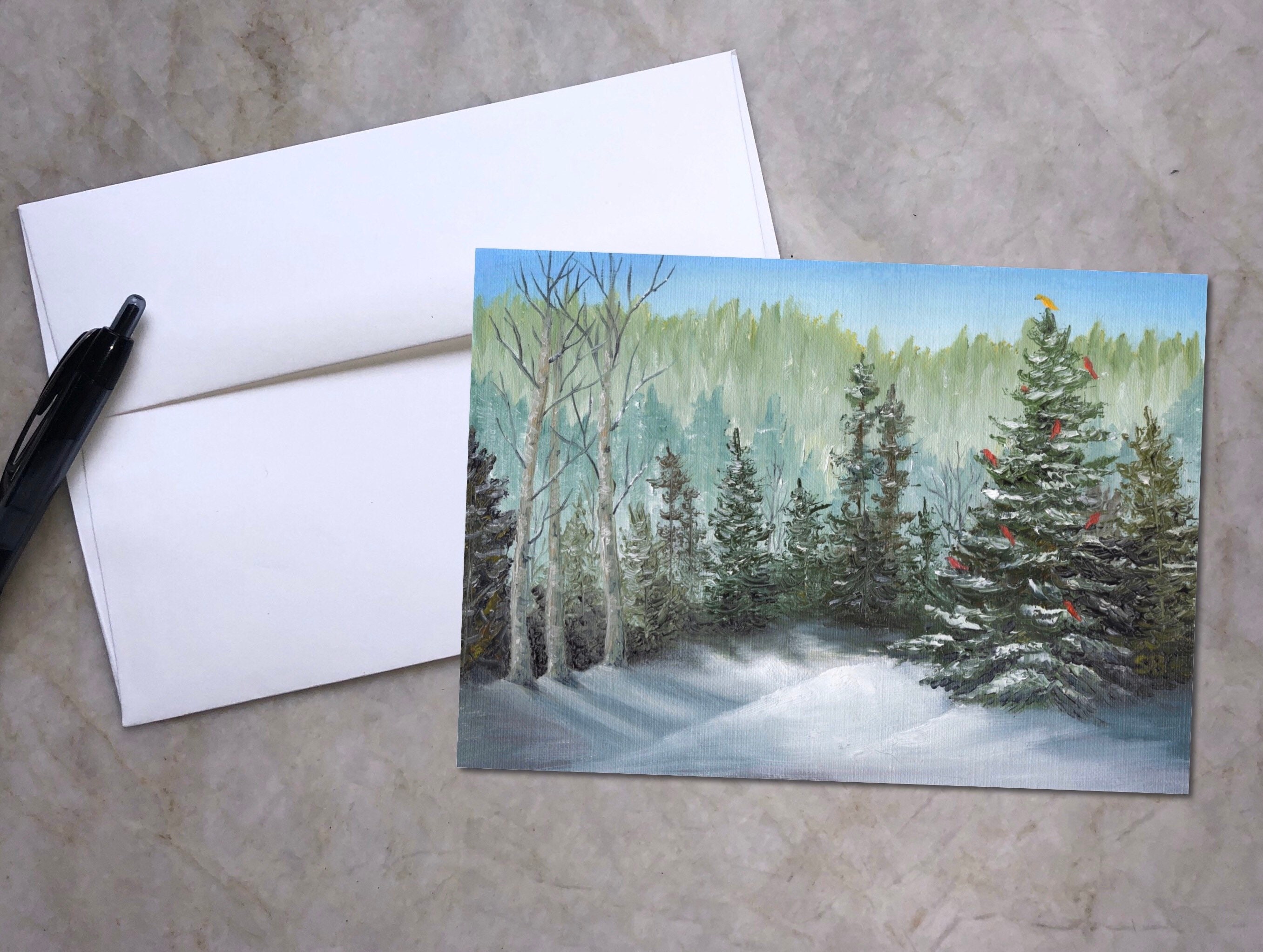 Holiday Winter Forest Card Set - Etsy
