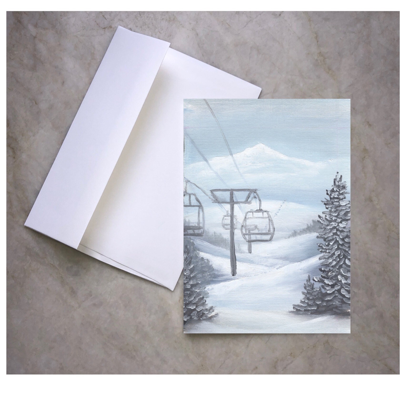 Winter Holiday Ski Mountain Blank Card Set - Etsy