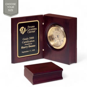Award With Clock - Mahogany Finish Book Clock - Etsy