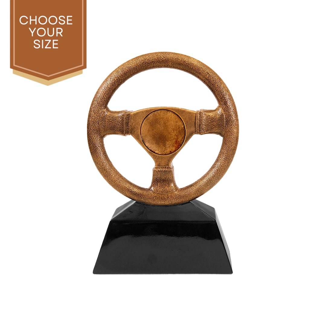 Racing Trophy, Steering Wheel Award, Antique Gold Finish, Resin Award ...