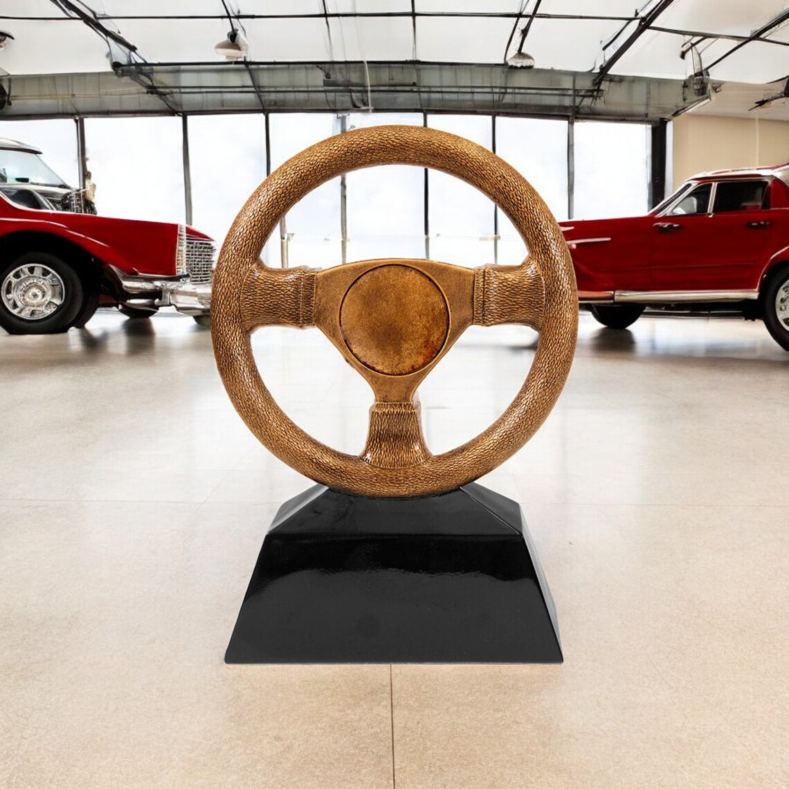 Racing Trophy, Steering Wheel Award, Antique Gold Finish, Resin Award ...