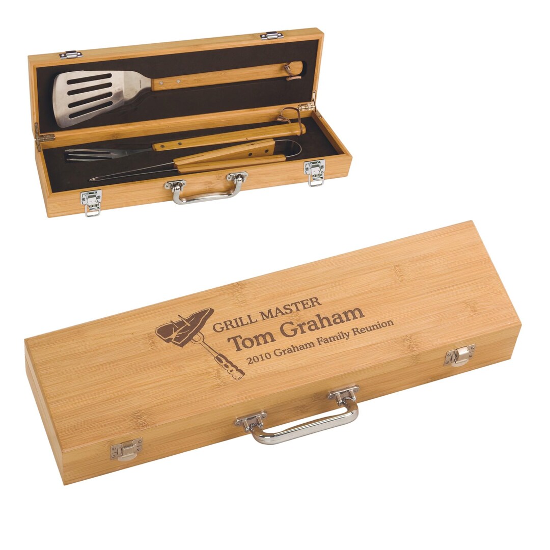 Personalized Grill Set, Grilling Gifts for Men, Grill Utensils Set for ...