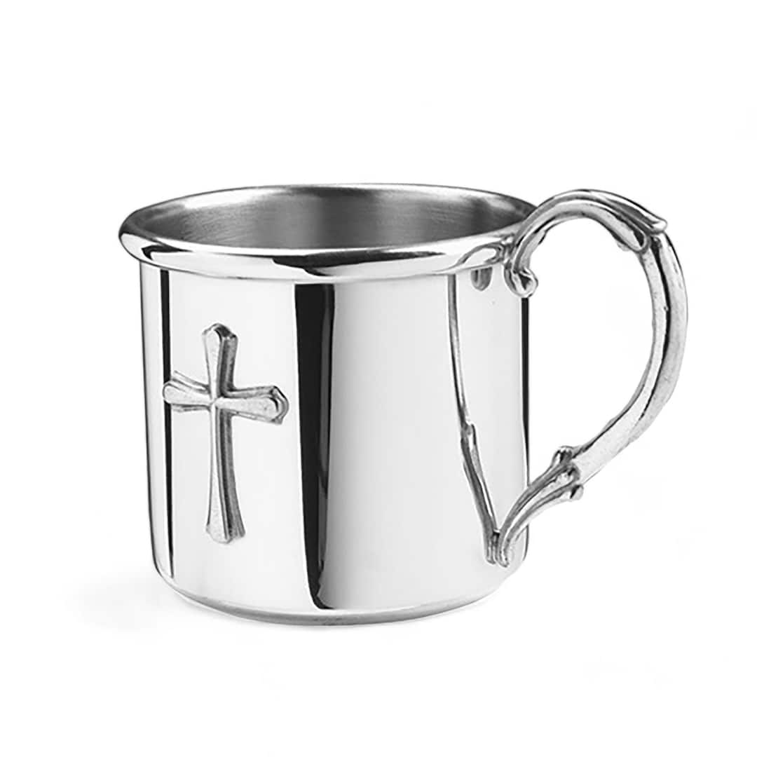 Personalized Pewter Baby Cup Cross, Engraved Pewter Christening Cup ...