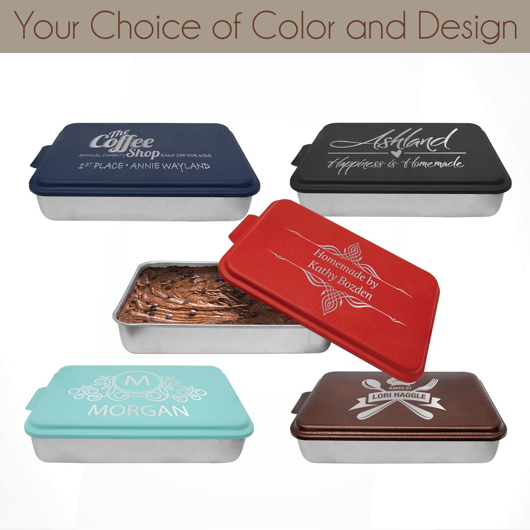 Personalized Cake Pan With Lid, 9x13 Baking Pan, Covered Cake Pan, Cute ...