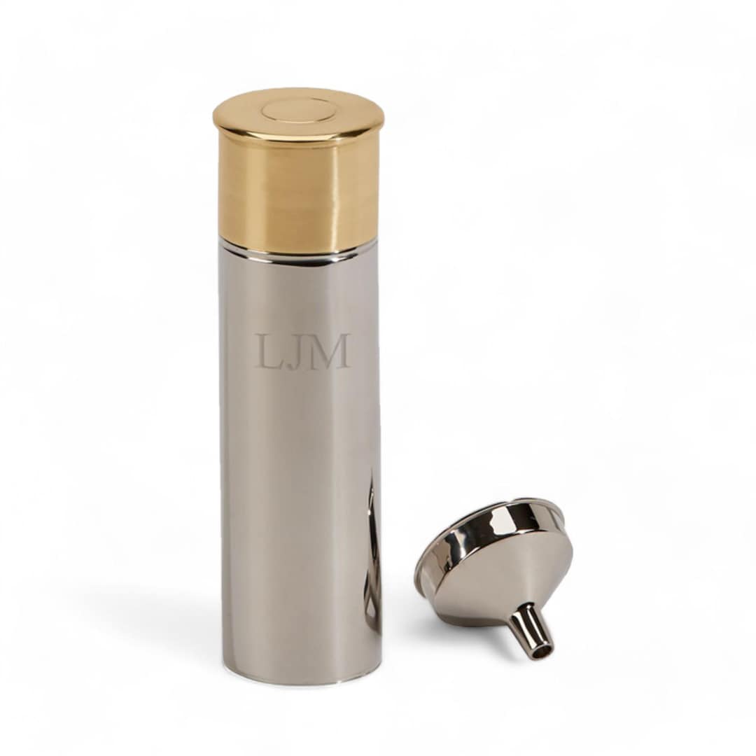 Personalized Shot Gun Shell Flask, Polished With Black Front ...