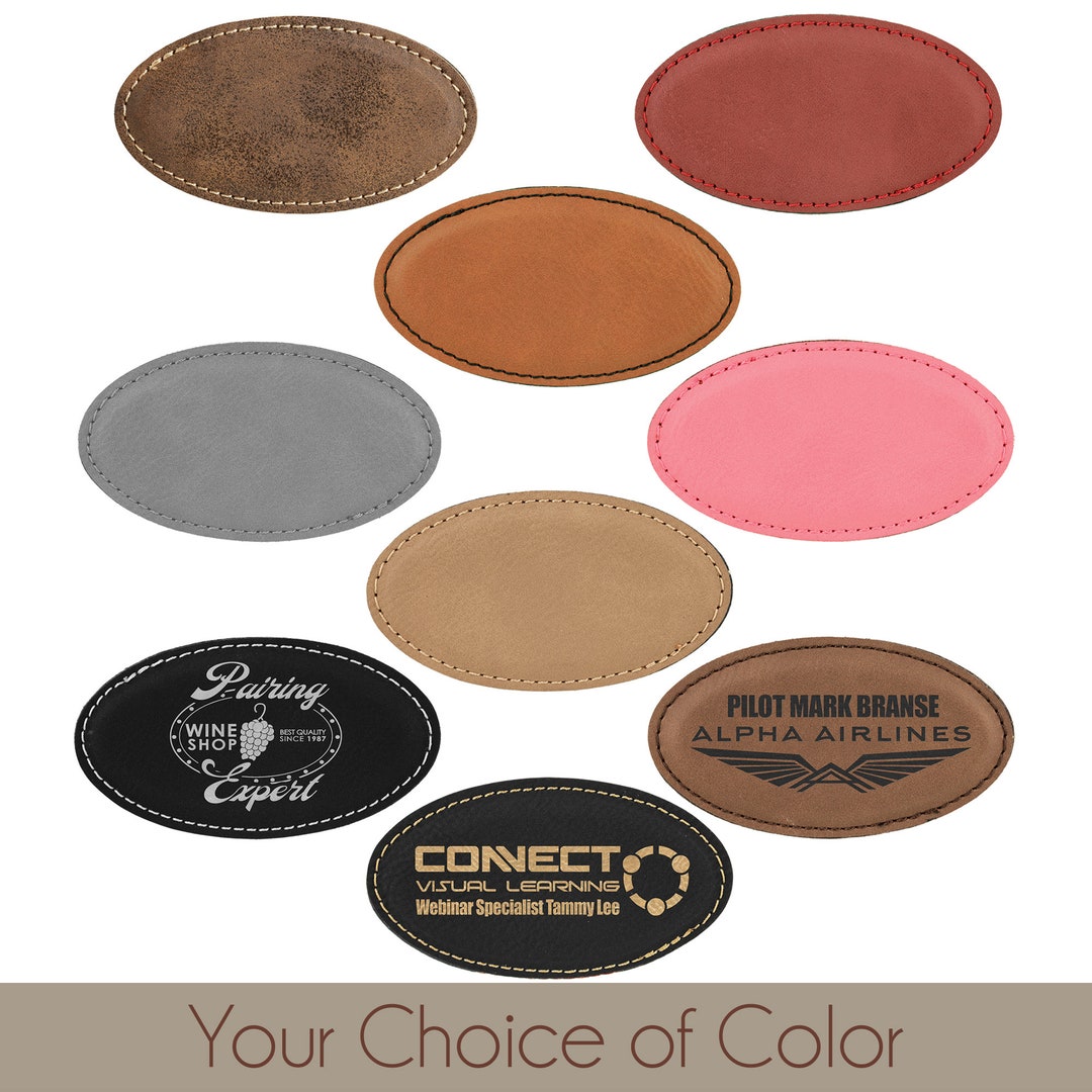 Personalized Oval Name Badges, Nametags, Magnetic Backing, Faux Leather ...