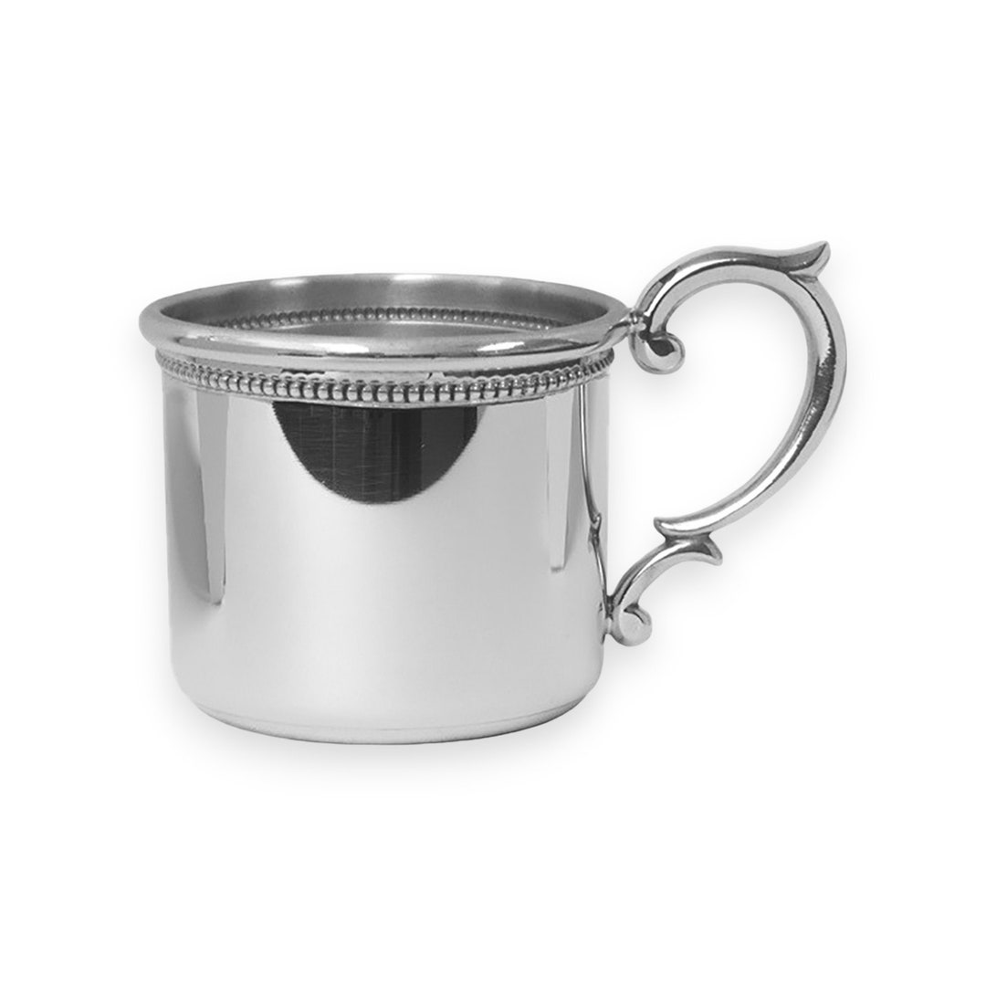 Personalized Pewter Baby Cup With Beaded Detail, Engraved Baby Cup for ...