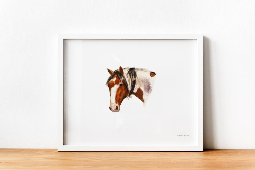 Wild Mustang Picasso Watercolor Portrait Print by Candice of Piq Design ...