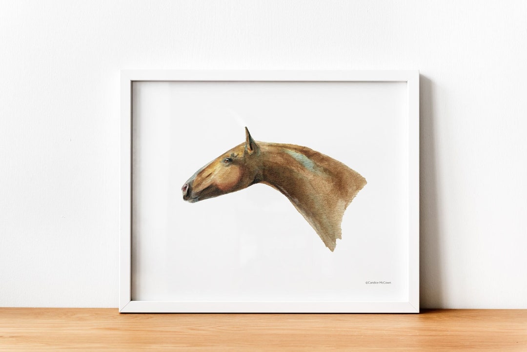 Ahkal-teke Horse Watercolor Portrait Print by Candice of Piq Design - Etsy