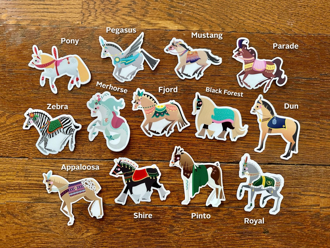 Pick 5 - Carousel Horses Die Cut Stickers by Candice of Piq Design - Etsy