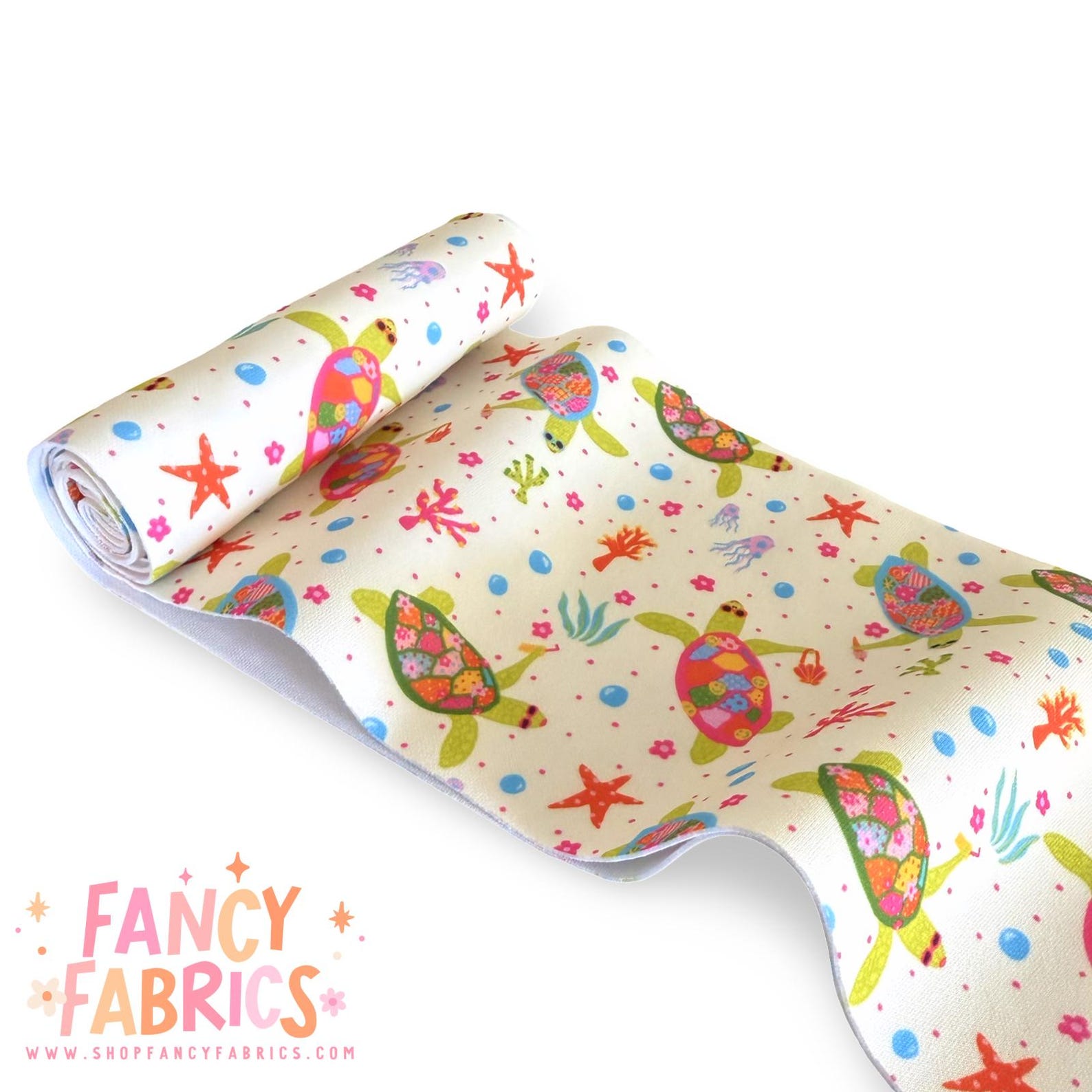 Sea Turtle Thin Scuba Fabric Strip | Craft Sewing Accessory (5" X WOF ...
