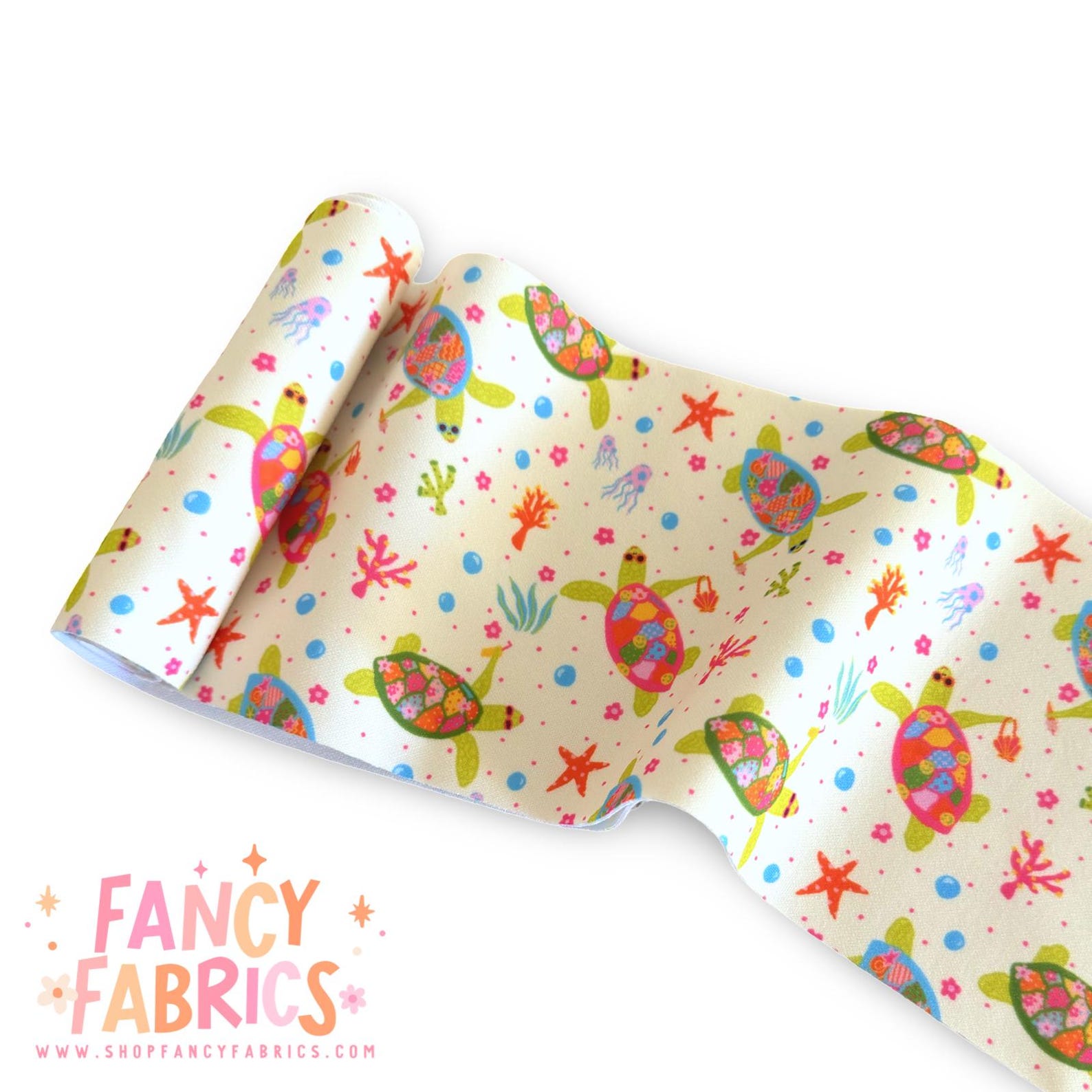 Sea Turtle Thin Scuba Fabric Strip | Craft Sewing Accessory (5" X WOF ...