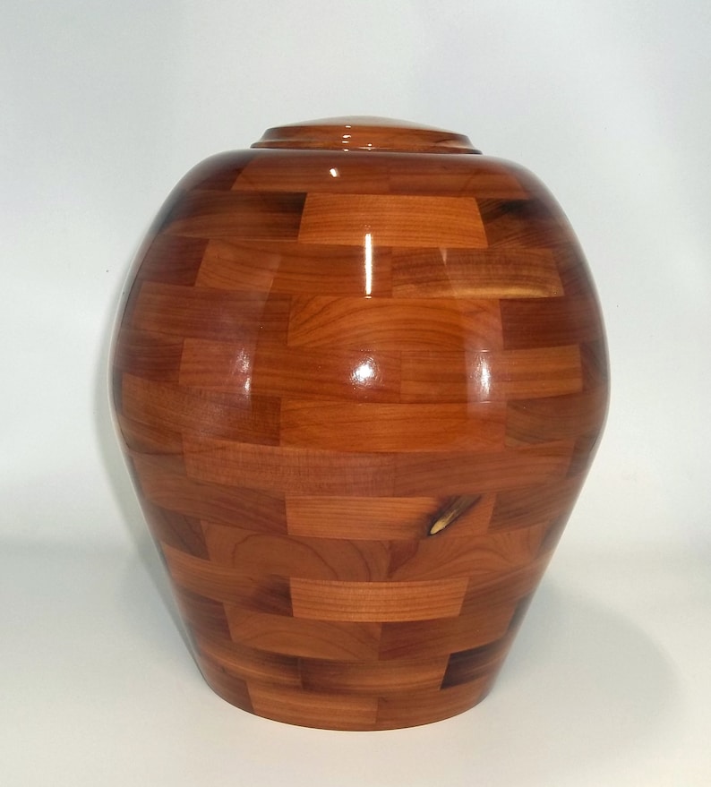 Red Cedar Segmented Wooden Cremation Urn, Wood Cremation Urn, Funeral ...