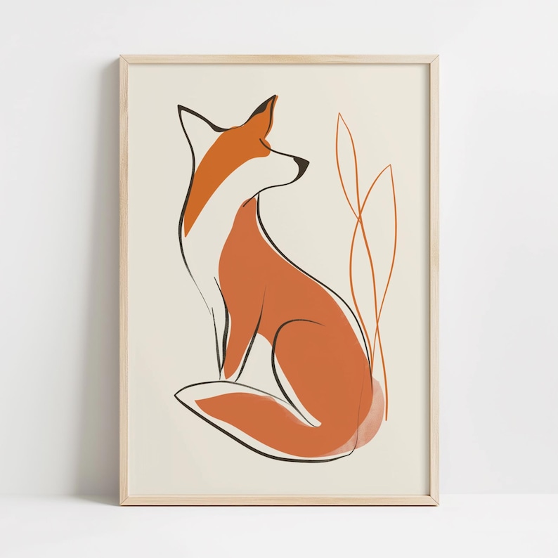 Abstract Fox Print, Scandinavian Burnt Orange Animal Art, Minimalist ...