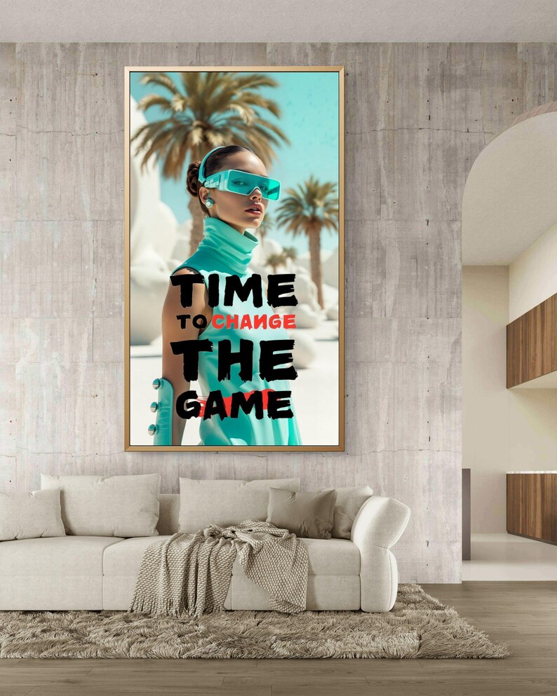 Cyberpunk Girl Wall Art, Futuristic Blue Poster, Sci-fi Printable Decor ...