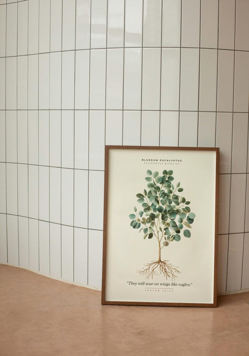 Eucalyptus Scripture Print | Isaiah 40:31 Bible Verse Wall Art (instant ...