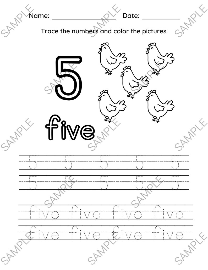 Farm Animal Number Tracing Worksheets 1-10 | Preschool Counting ...