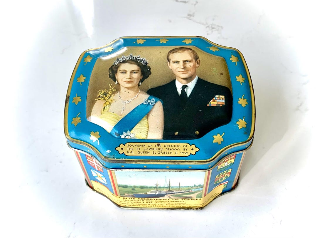 Vintage Tin Queen Elizabeth II & Duke of Edinburgh 1959 Opening of St ...