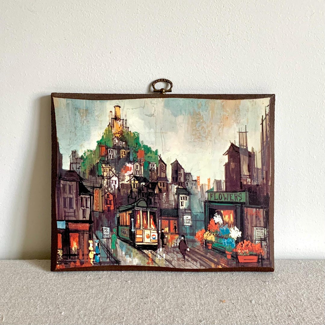 Vintage San Francisco Coit Tower Print on Wood Panel – John Irwin ...