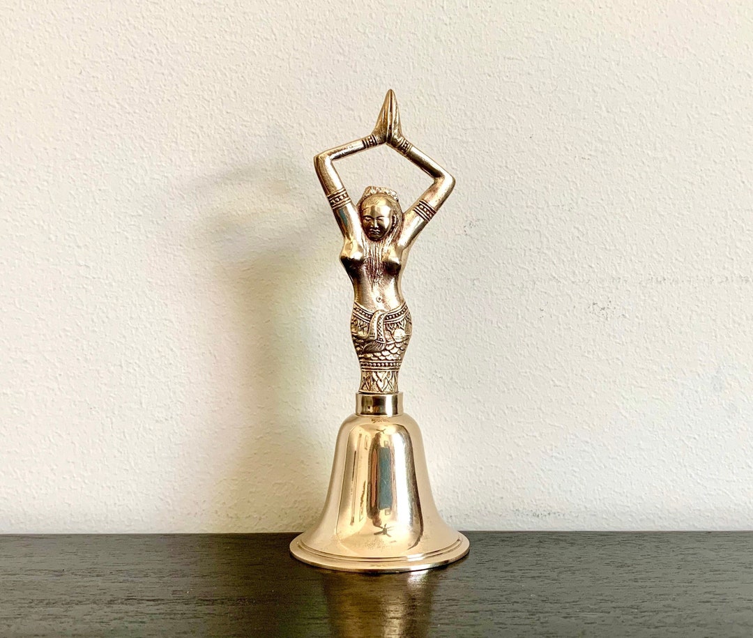 Vintage Brass Bell W/ Yogini in Pose Indian Yoga Bell With Woman in ...