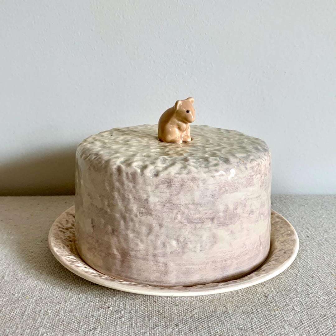 Vintage Cheese Dome W/ Mouse Handle 1960's Era Stilton-like Ceramic ...