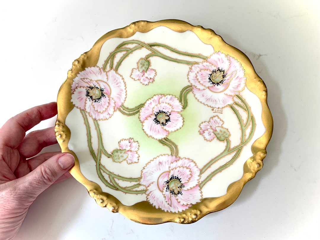 Antique Limoges Plate Signed Louis Elite L 1920's French Art Nouveau ...
