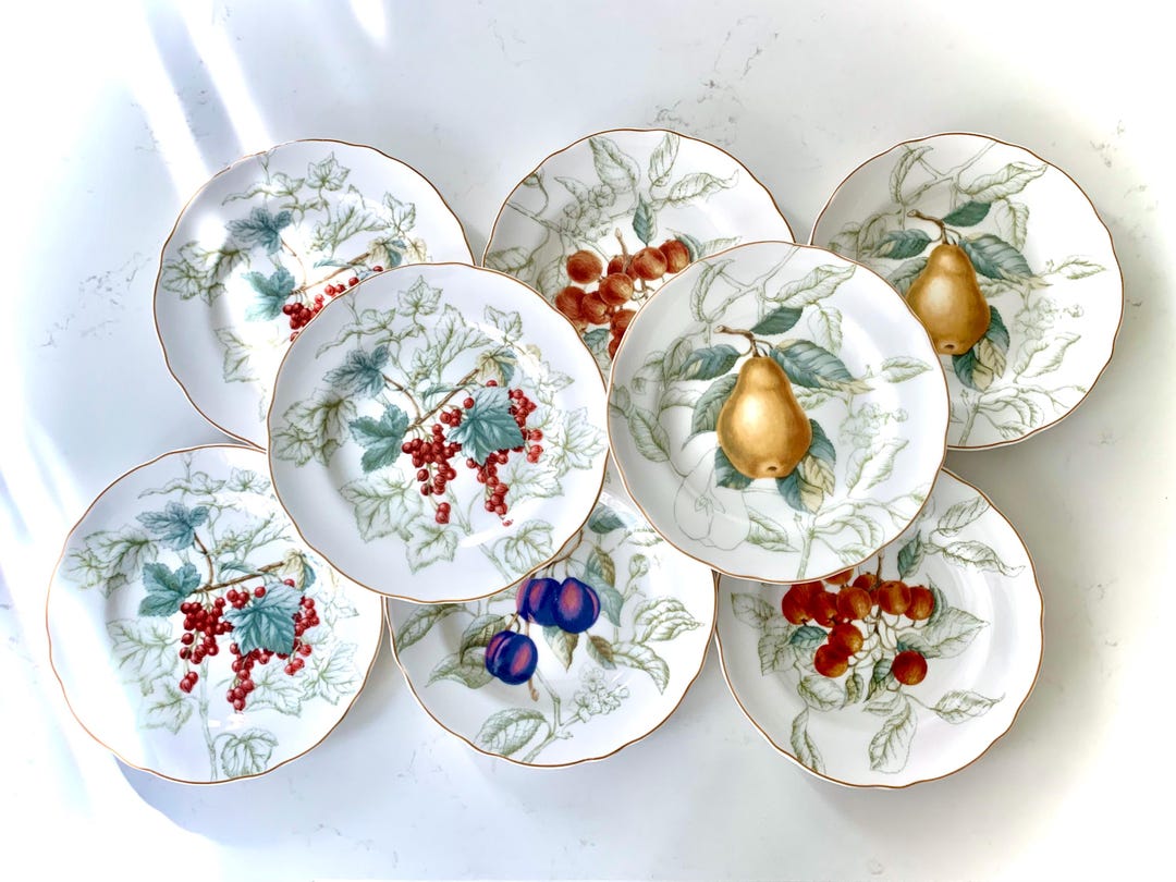 Vintage Fruit Pattern Salad Plates – Charter Club Summer Grove, Set of ...