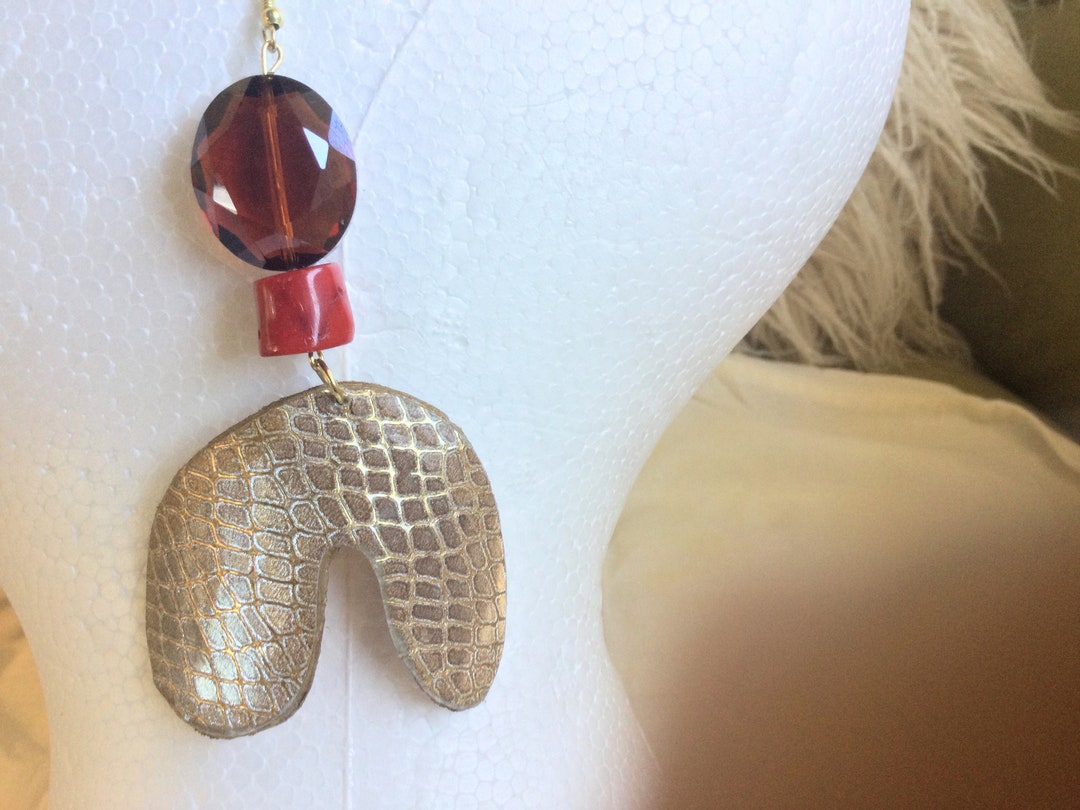 Animal Print Metallic Snake Print Red Coral Stone - Etsy