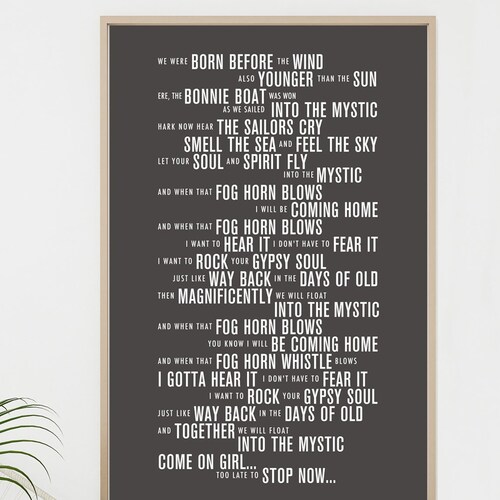 Van Morrison Into the Mystic Lyrics Typography Print | Etsy