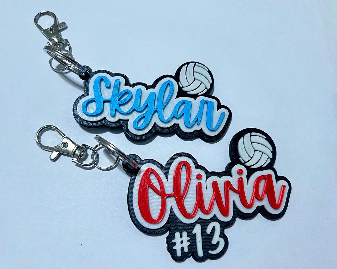 Personalized 3D Volleyball Bag Tag – Custom Name & Optional Number in 3 ...