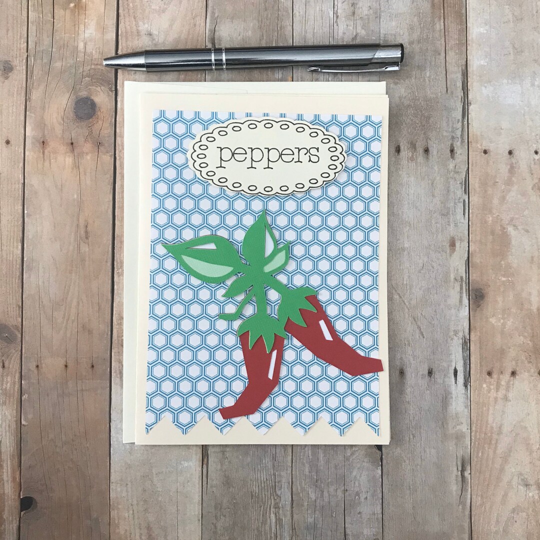 Pepper Greeting Card, Vegetable Harvest Card, Peppers Vegetable Art ...